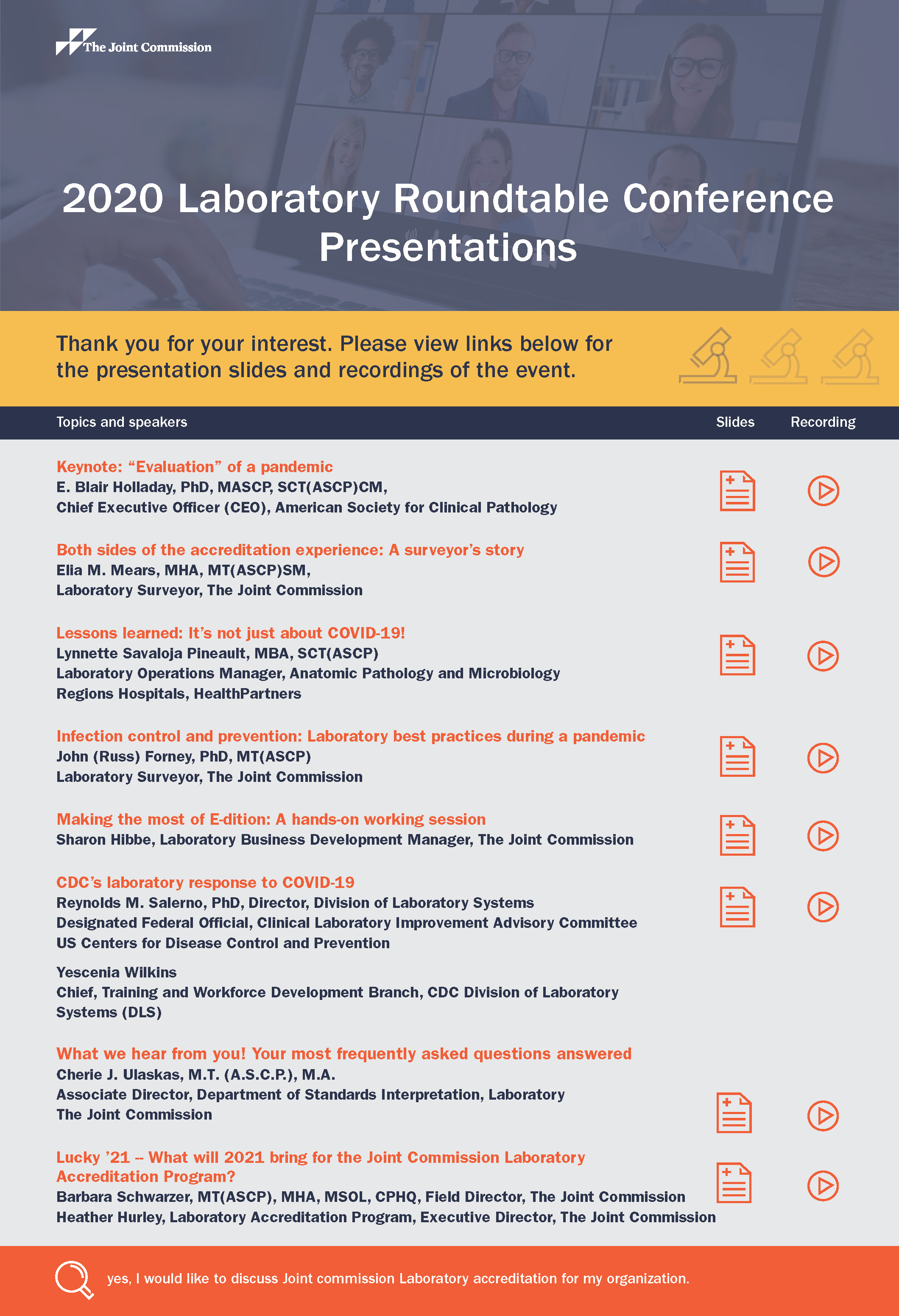 2020 Webinar Recordings and Presentation Slides | Laboratory